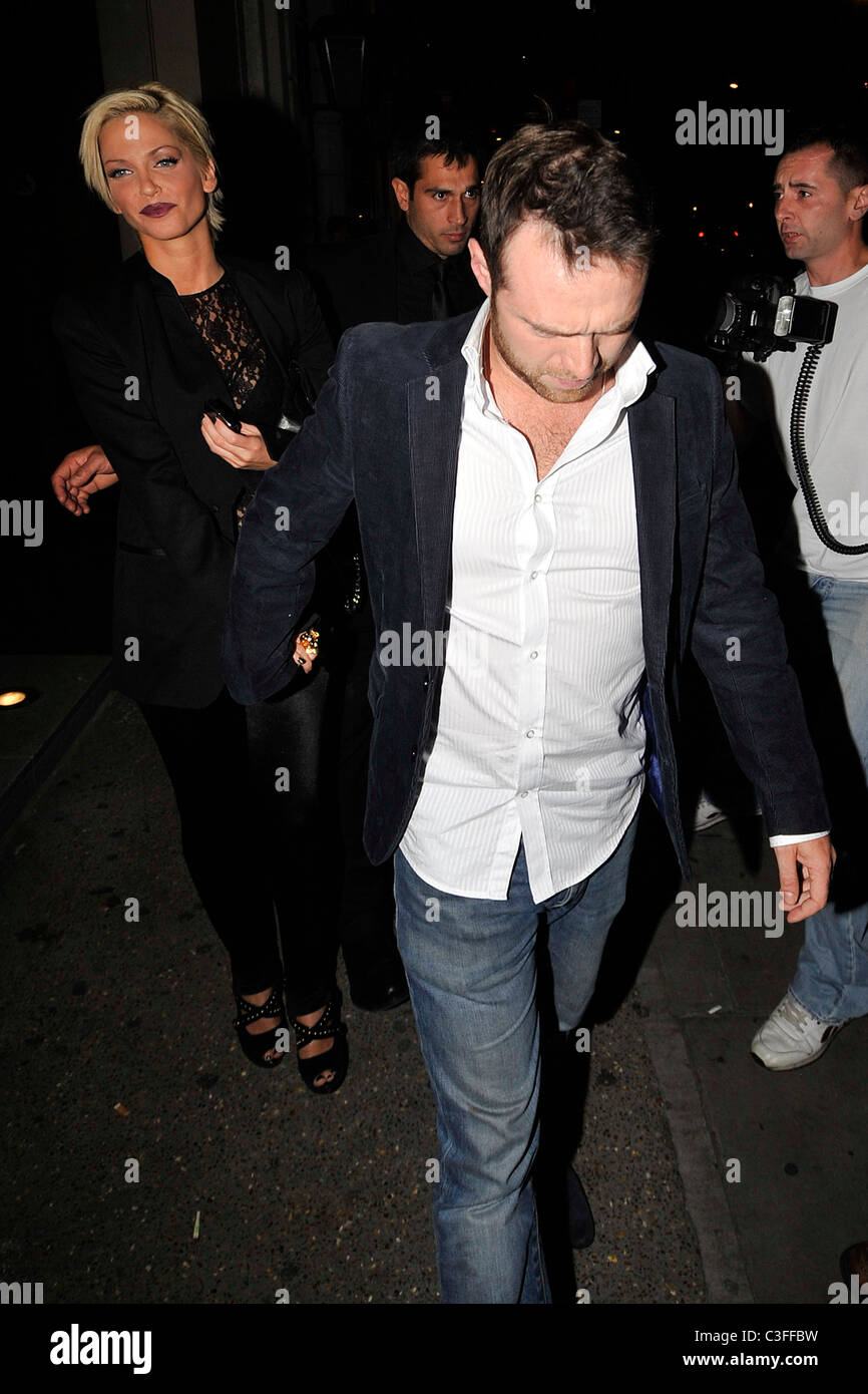 Sarah Harding and Tom Crane seen leaving Nobu restaurant in Mayfair ...