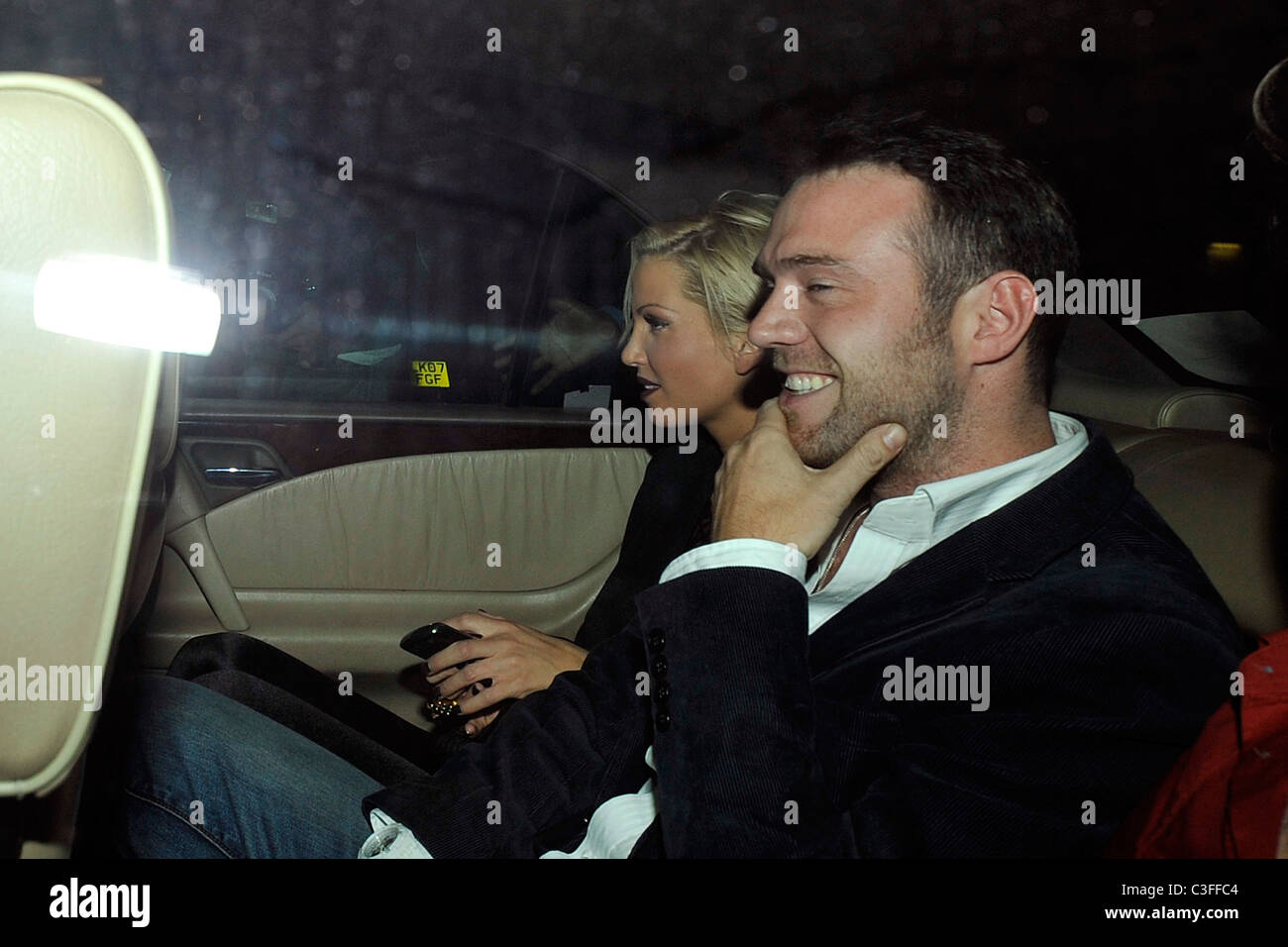 Sarah Harding and Tom Crane seen leaving Nobu restaurant in Mayfair ...