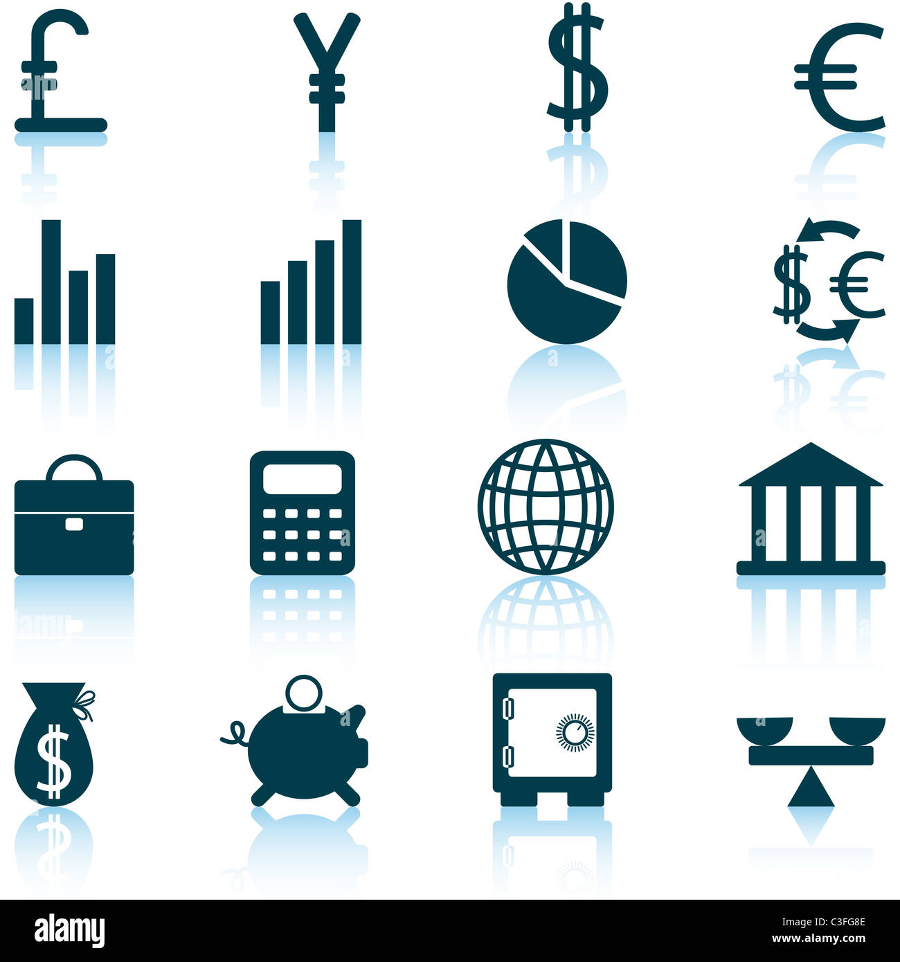 Big collection of financial icons for using in web design Stock Photo ...