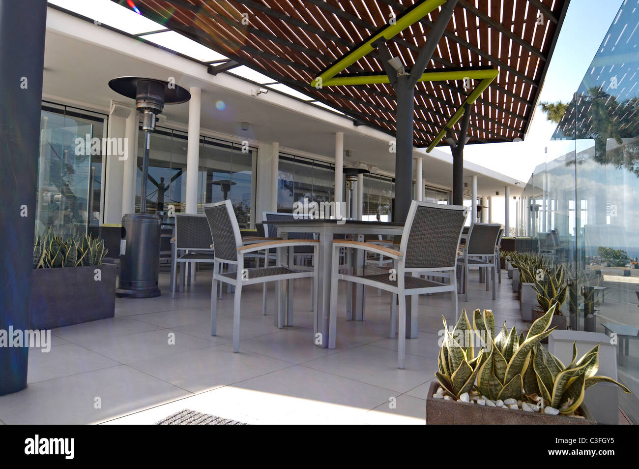 The contemporary design of the Restaurant and Bar Muse high above ...