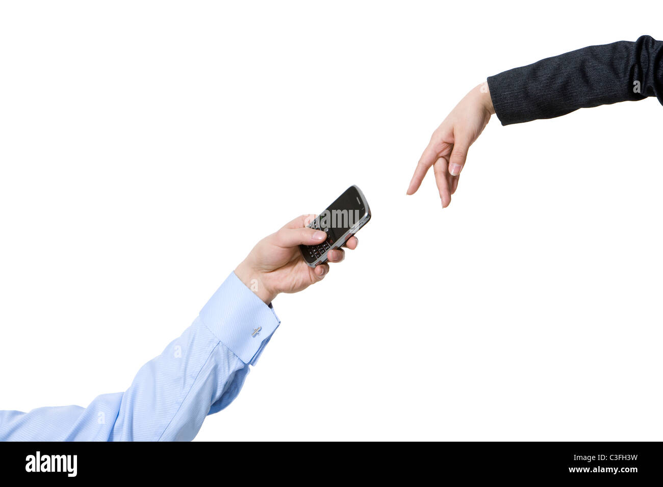 Reaching for a mobile phone Stock Photo - Alamy