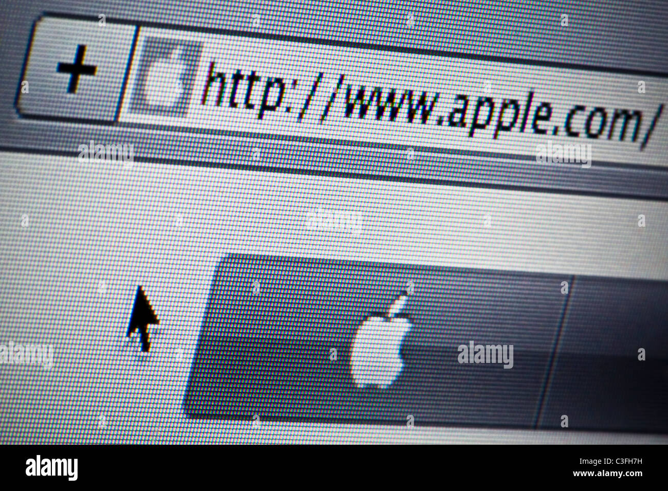 Close up of the Apple logo as seen on its website. (Editorial use only ...