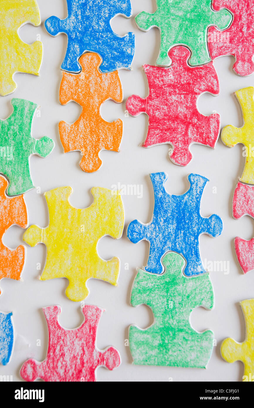 Colorful jigsaw pieces in a range of colors Stock Photo - Alamy