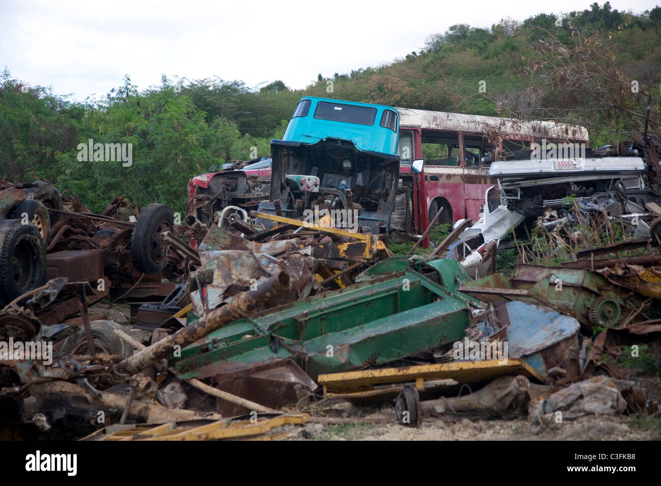 Junkyard - Scrap Merchant in Antigua Stock Photo - Alamy