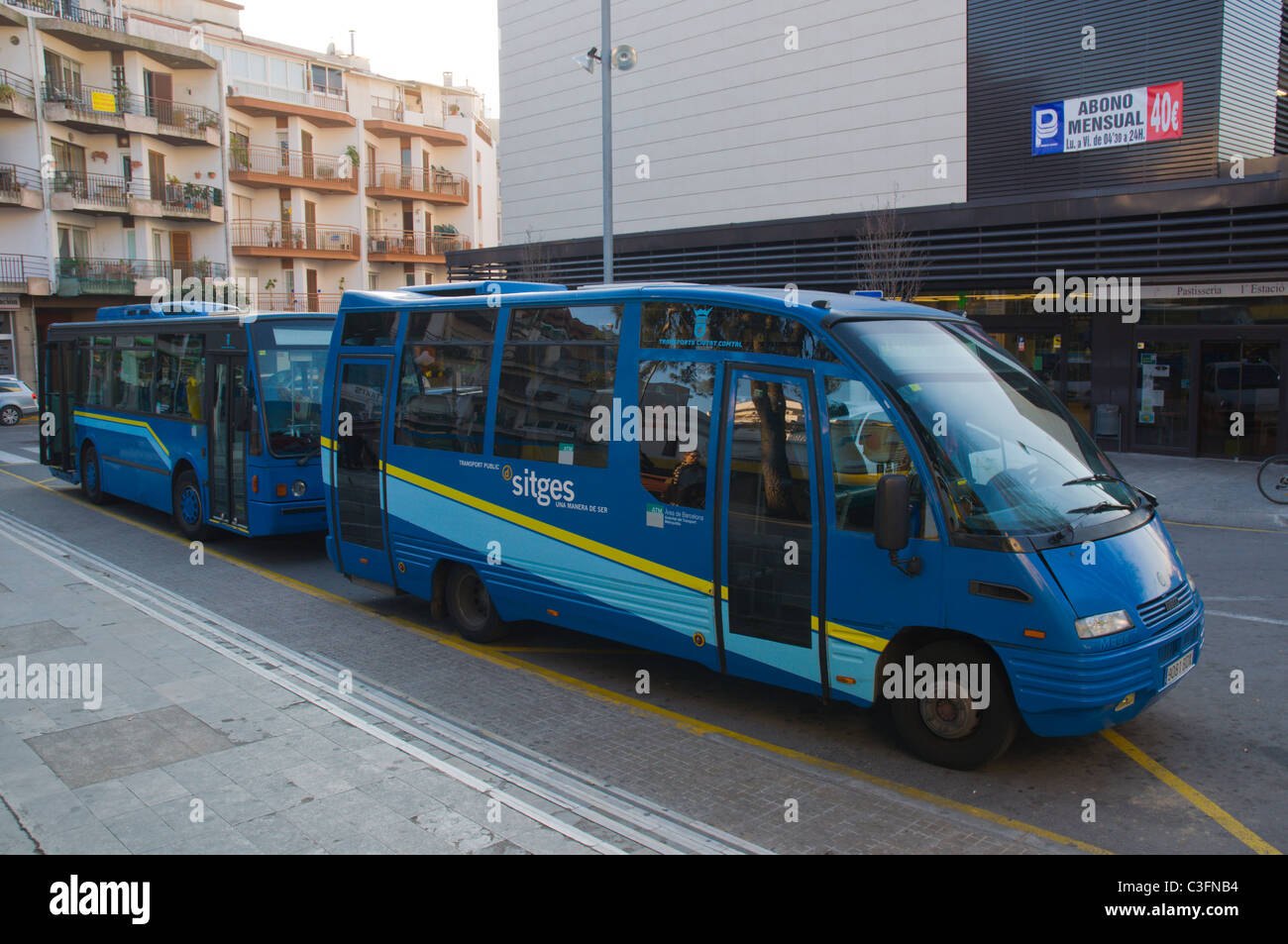 Public transport mini buses outside central market and railway station ...