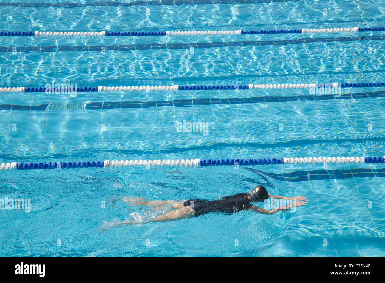 Swimmer in a outdoor public swimming pool in Sydney Australia Stock ...