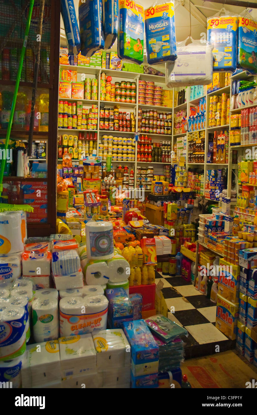General store inside covered markets outside Medina old town Tangier ...