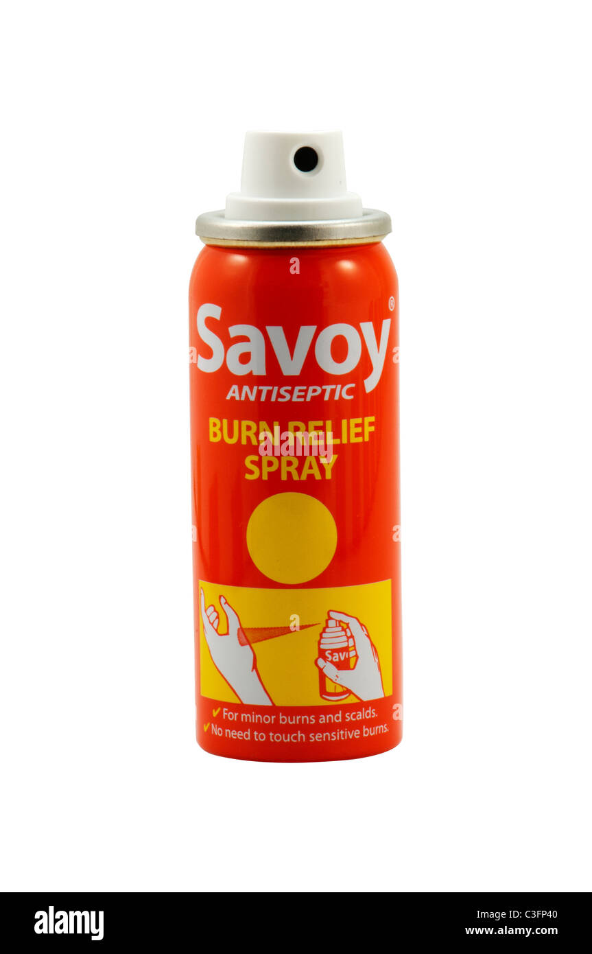 Burn relief spray antiseptic pain itching relief Stock Photo - Alamy
