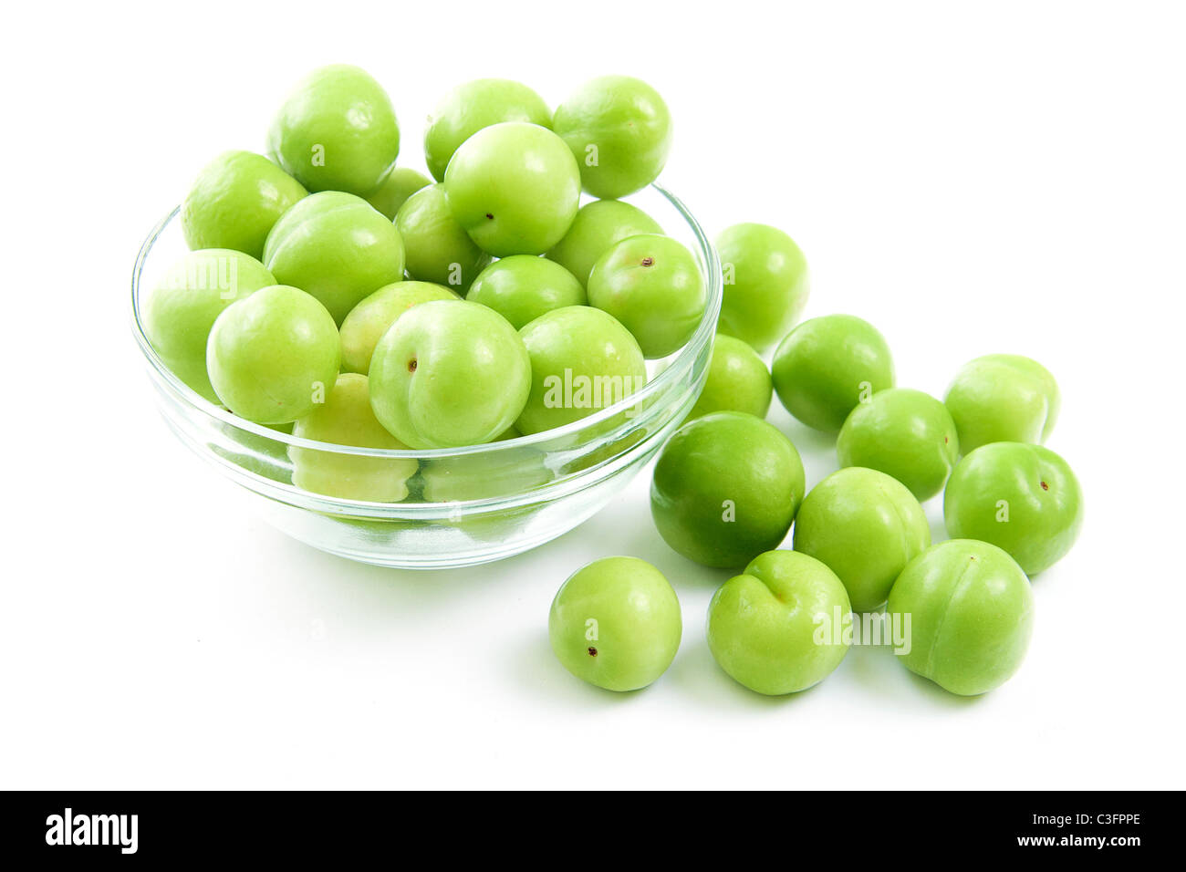 Green sour plums Stock Photo - Alamy
