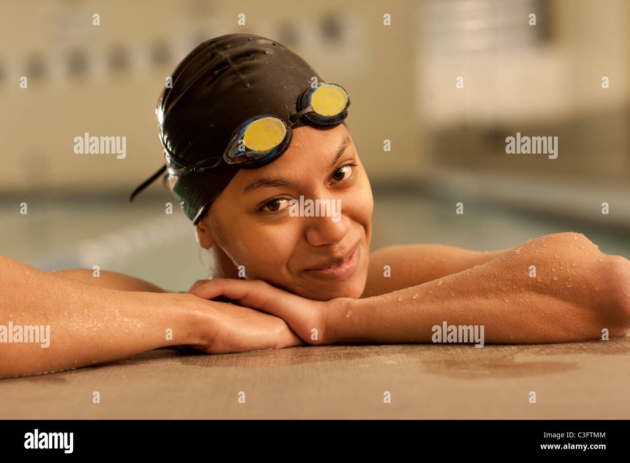 Pacific Islander swimmer in swimming pool Stock Photo - Alamy