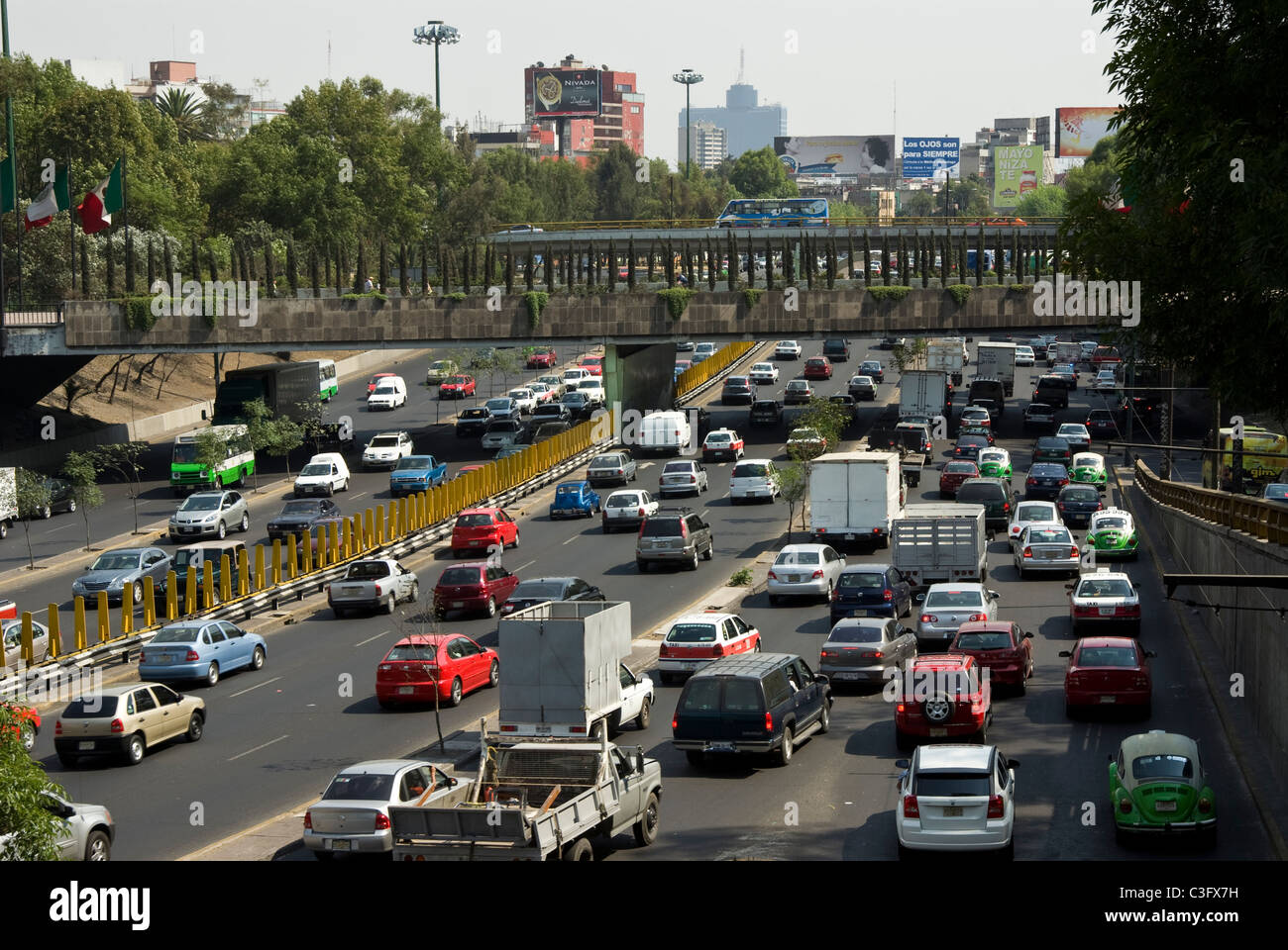Mexico.Mexico city . Road traffic in the Circuito interior with Paseo ...