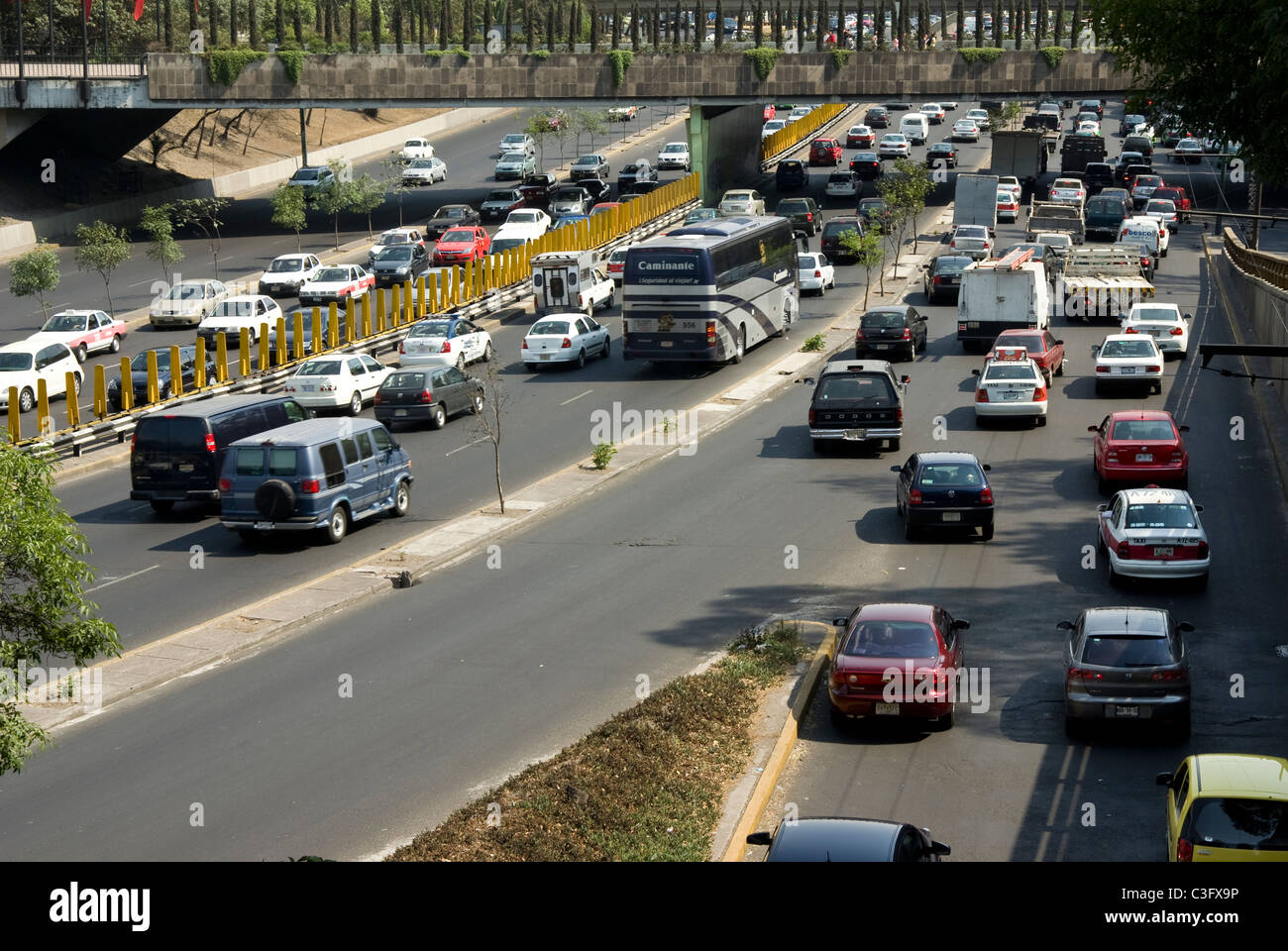 Mexico.Mexico city . Road traffic in the Circuito interior with Paseo ...