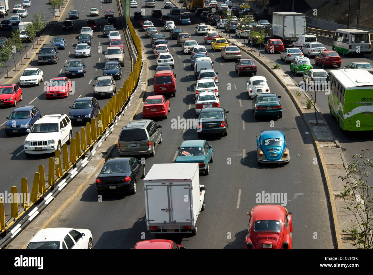 Mexico.Mexico city . Road traffic in the Circuito interior with Paseo ...