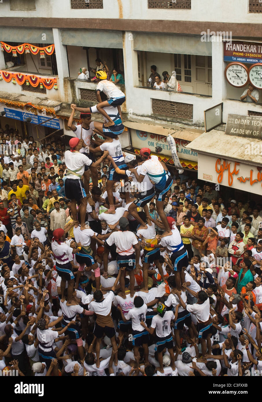 People celebrating Dahi Handi festival, Mumbai, Maharashtra, India ...