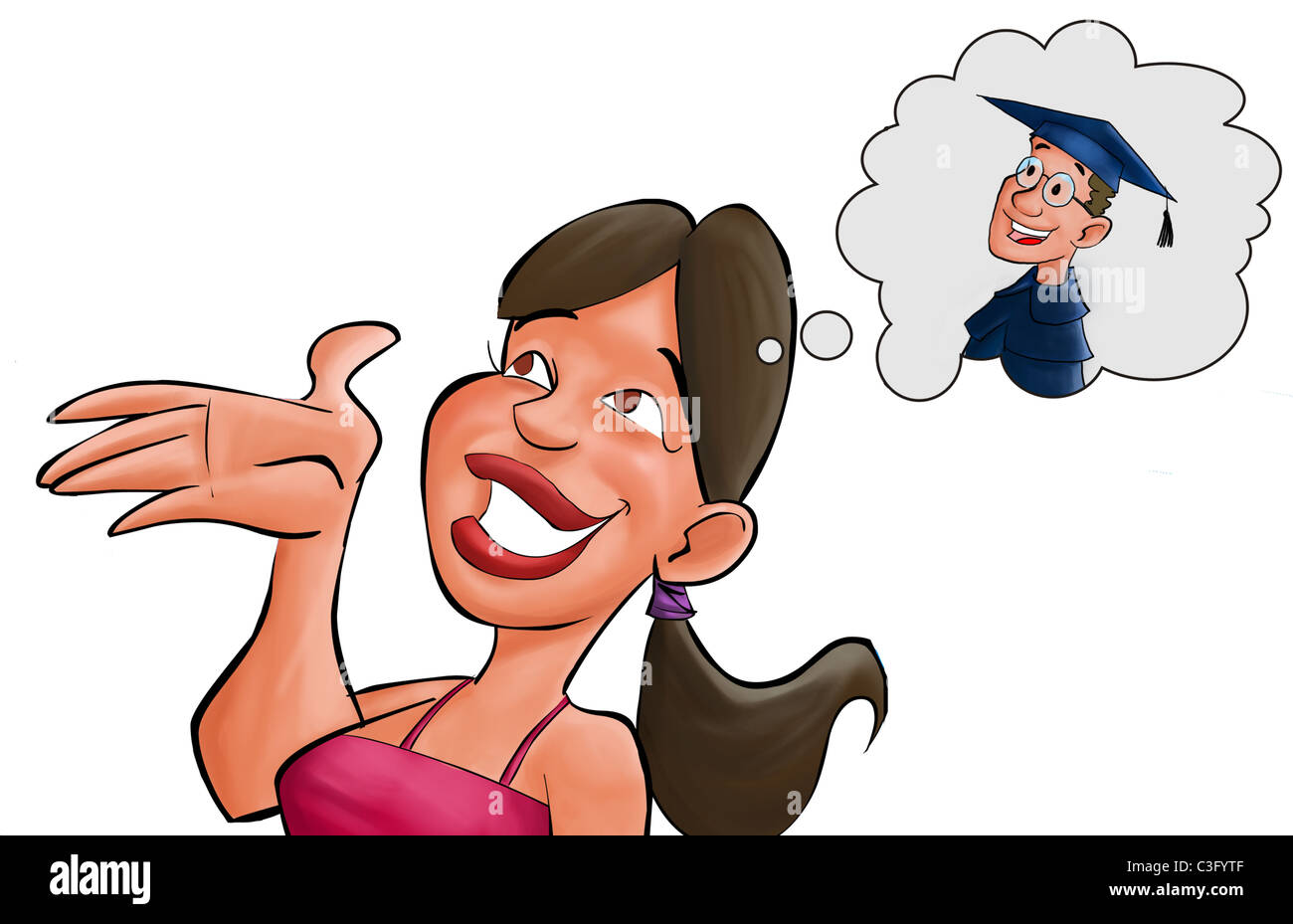 Graduation woman cartoon hi-res stock photography and images - Alamy