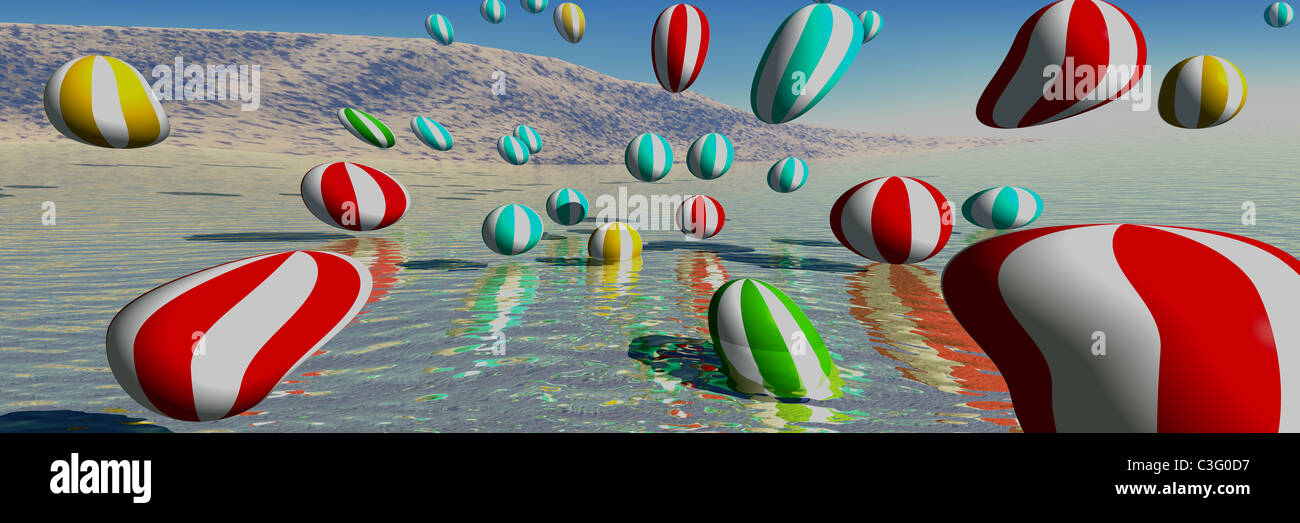 Balls(Balloons) colored in a landscape of holidays Stock Photo - Alamy