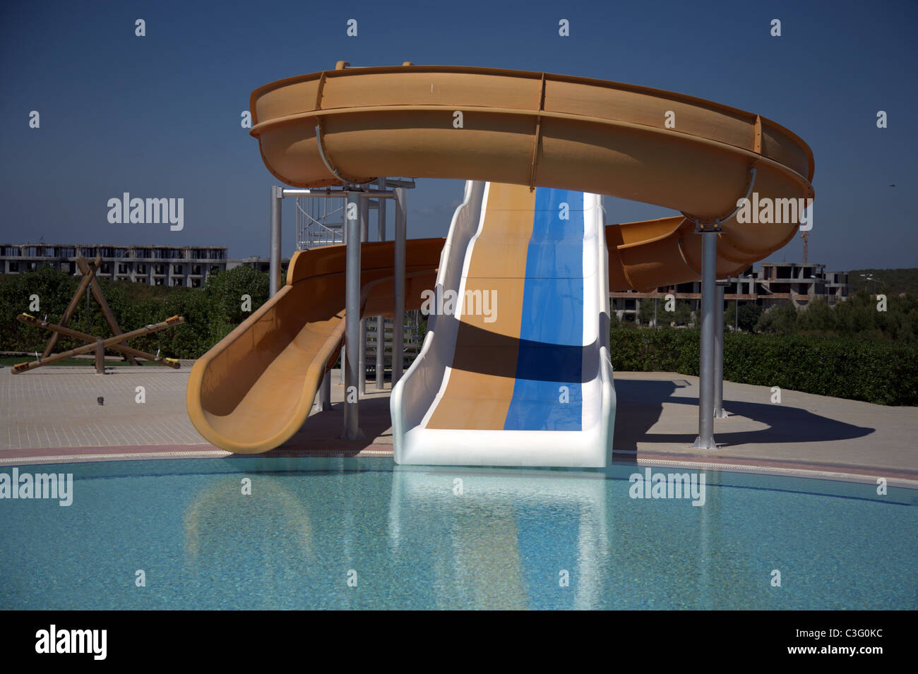 large outdoor splash slide Stock Photo - Alamy
