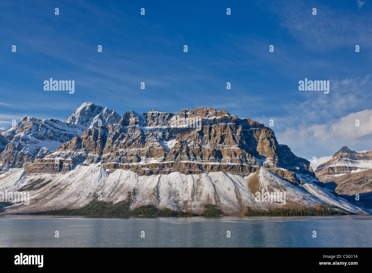 Crowfoot Mountain and Bow Lake, Canadian Rockies, Banff National Park ...