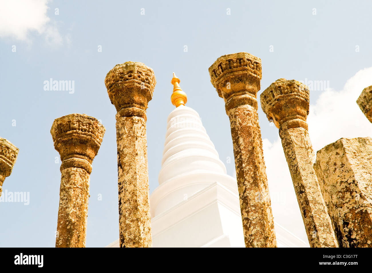 A view of the oldest dagoba in Sri Lanka, the Thuparama dagoba, and its ...