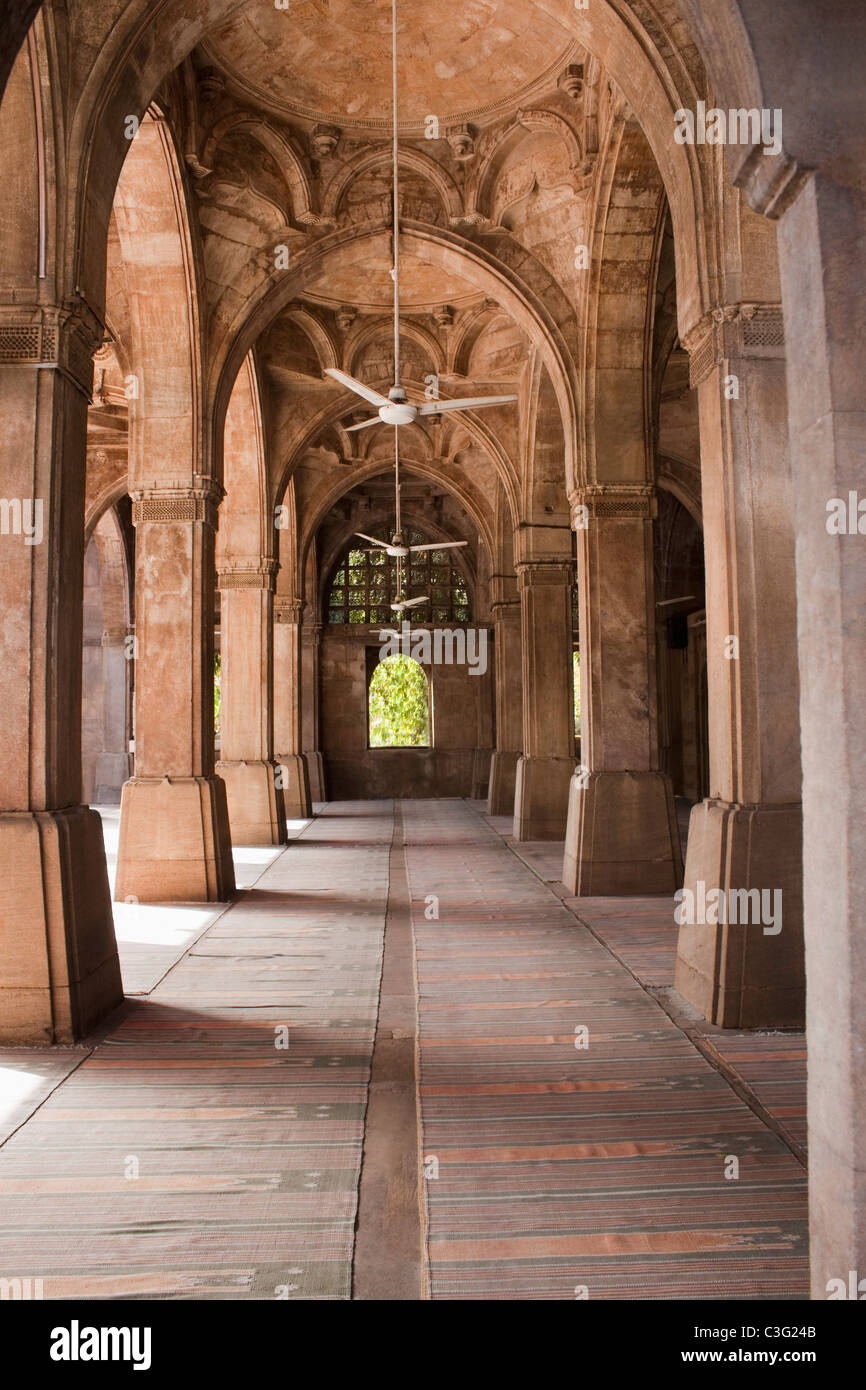 Corridor of a mosque, Siddi Sayed Mosque, Ahmedabad, Gujarat, India ...