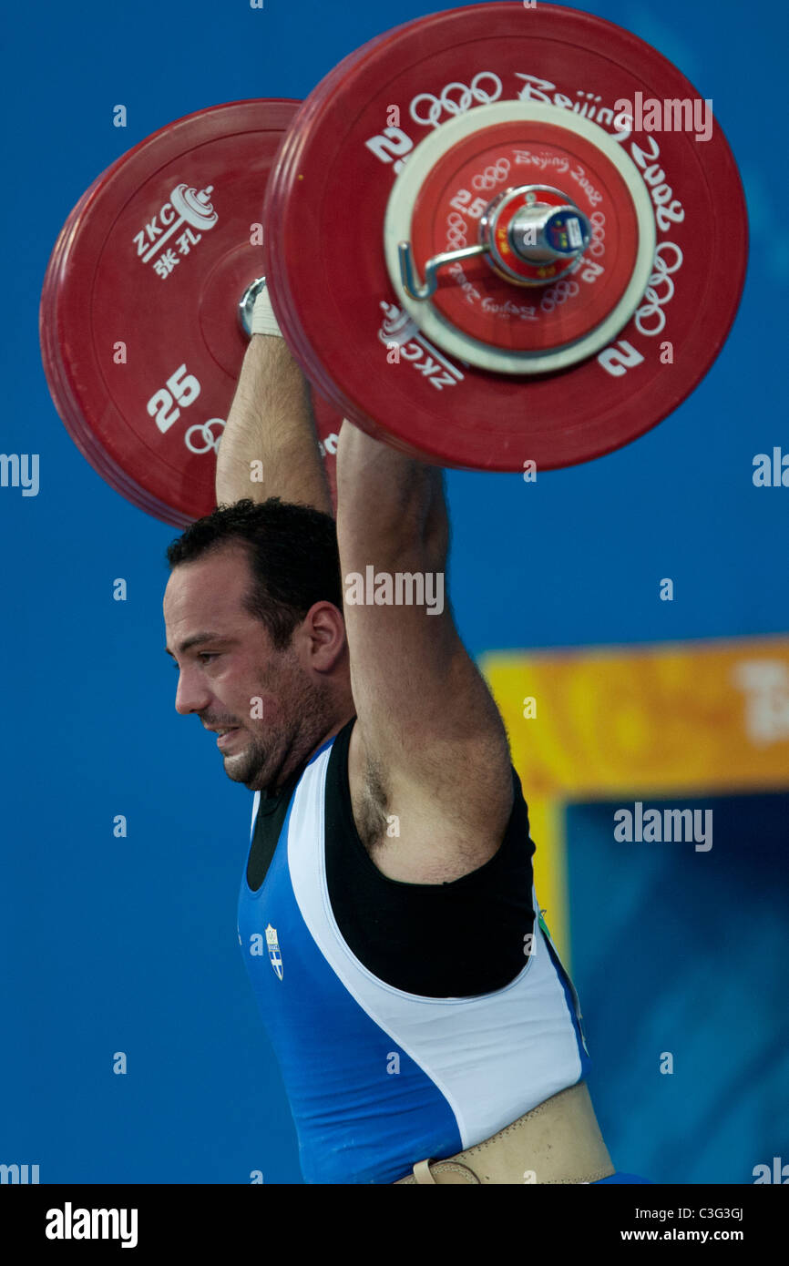 Anastasios Triantafyllou (GRE) competing in the Weightlifting 94kg ...