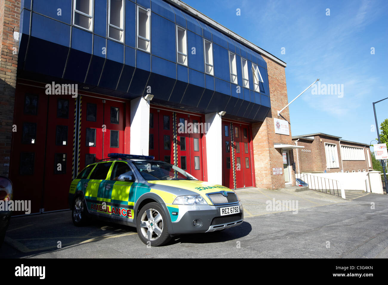 fast response paramedic emergency ambulance vehicle parked outside a ...