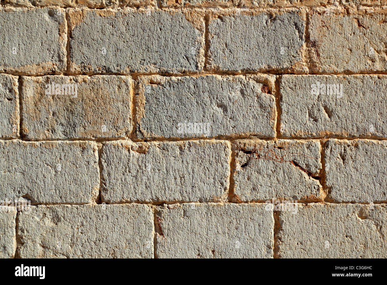 Castle masonry wall carved stone rows pattern ancient texture in Spain ...