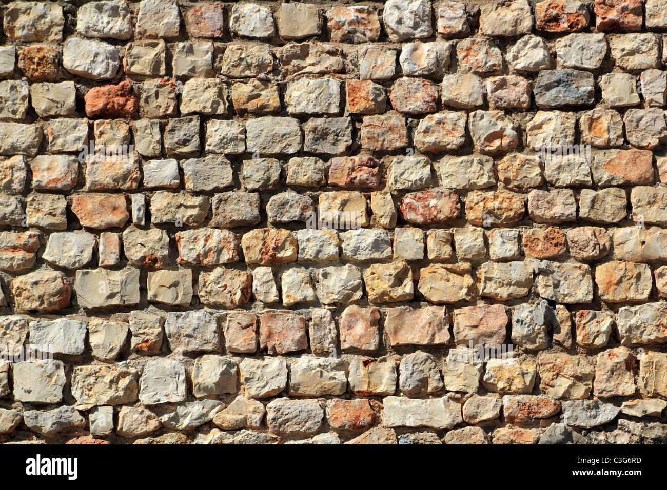 brown masonry stone wall Spain traditional ancient construction Stock ...