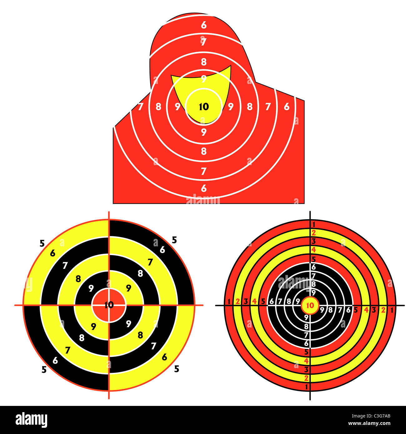 Set targets for practical pistol shooting, exercise. Vector ...