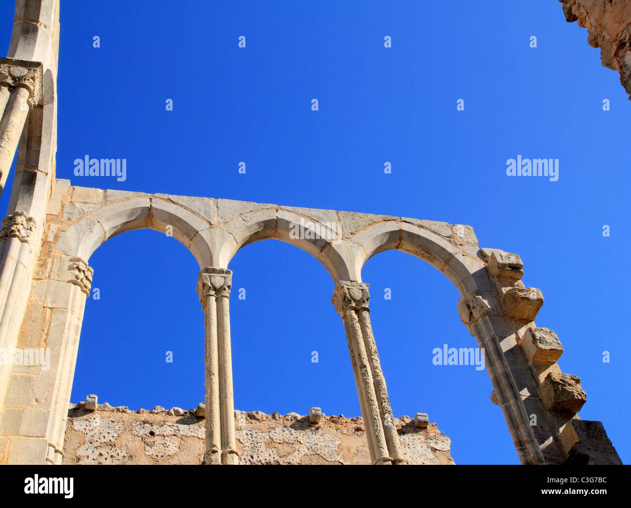 Arches stone structure of ancient Monastery in Spain Stock Photo - Alamy