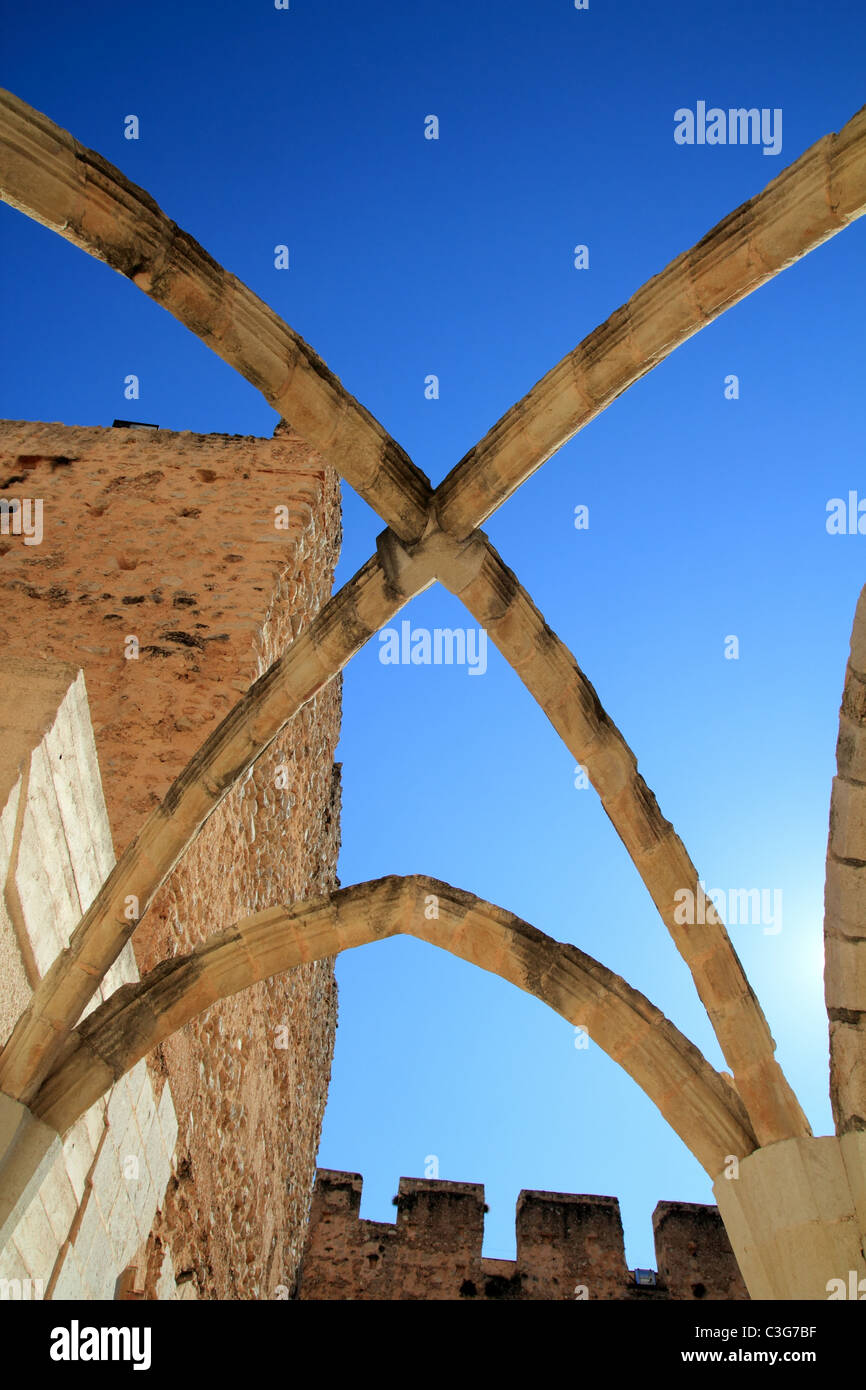 Arches stone structure of ancient Monastery in Spain Stock Photo - Alamy