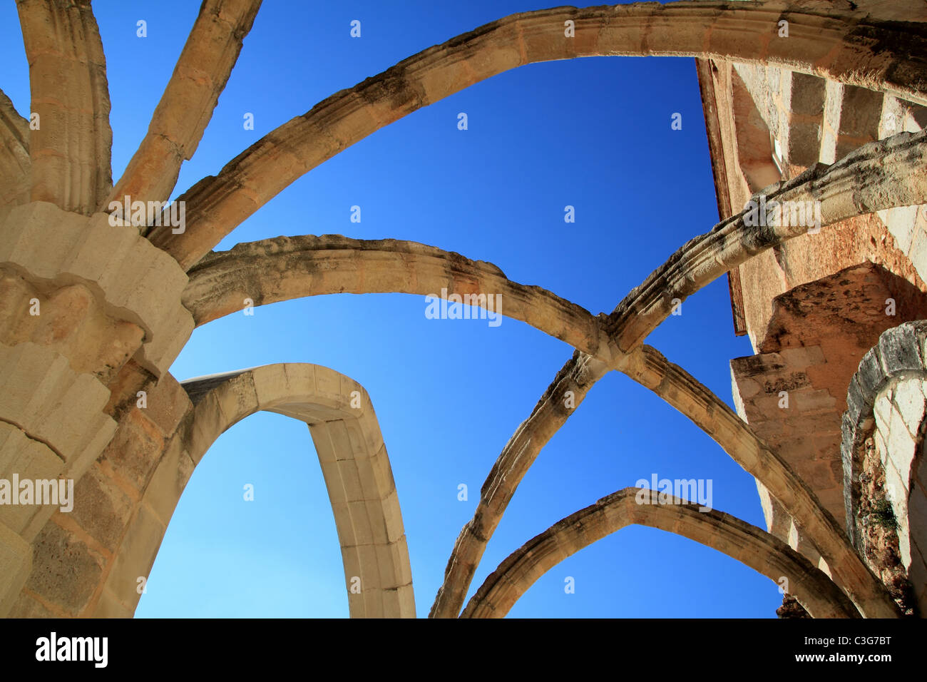 Arches stone structure of ancient Monastery in Spain Stock Photo - Alamy