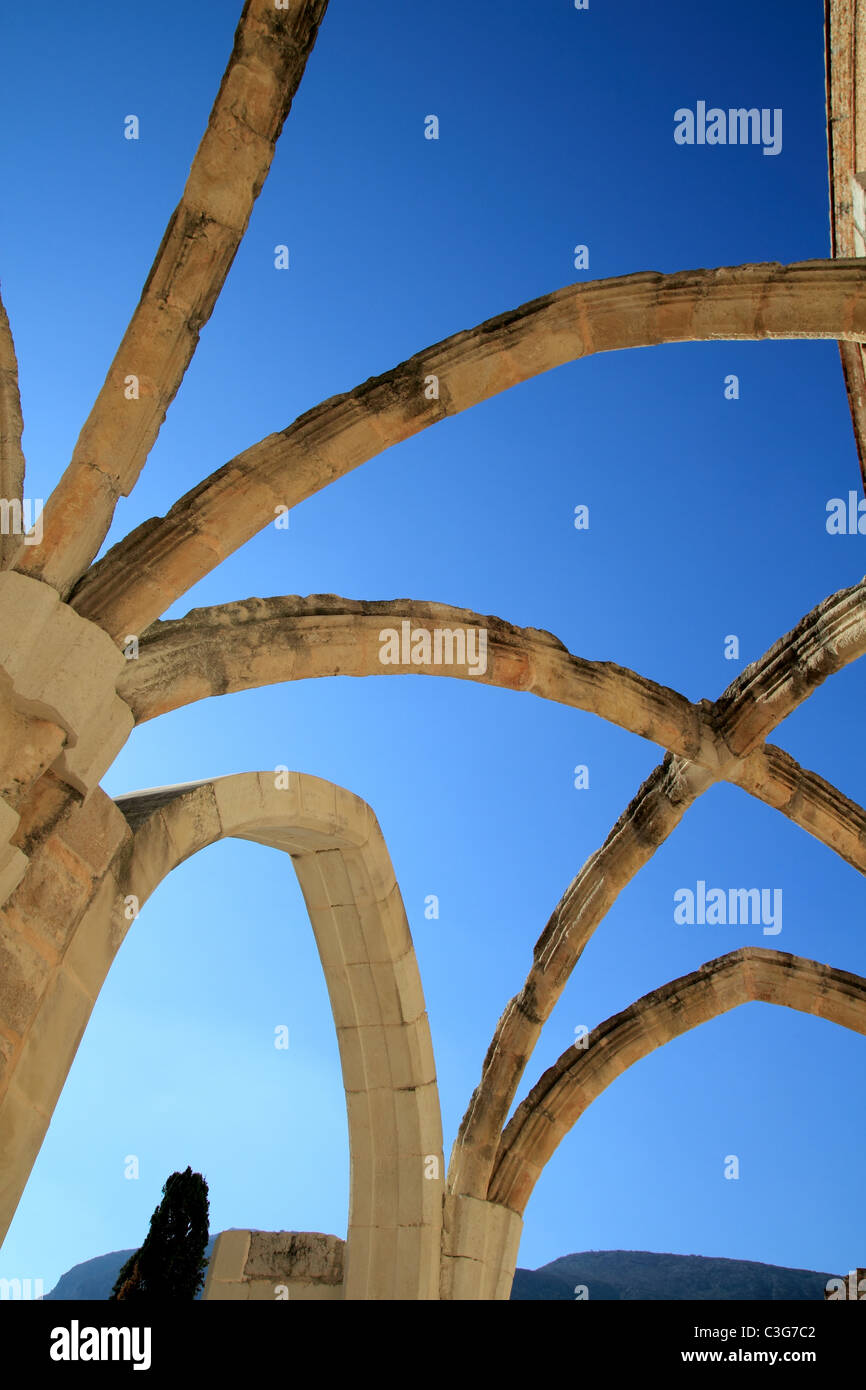 Arches stone structure of ancient Monastery in Spain Stock Photo - Alamy