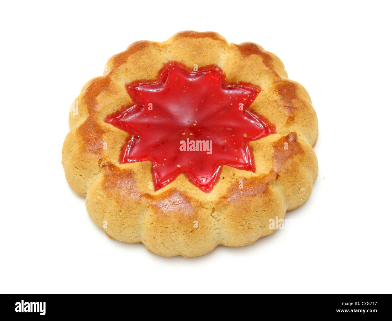 Cookies of yellow color with a stuffing from multi-colored jelly in the ...