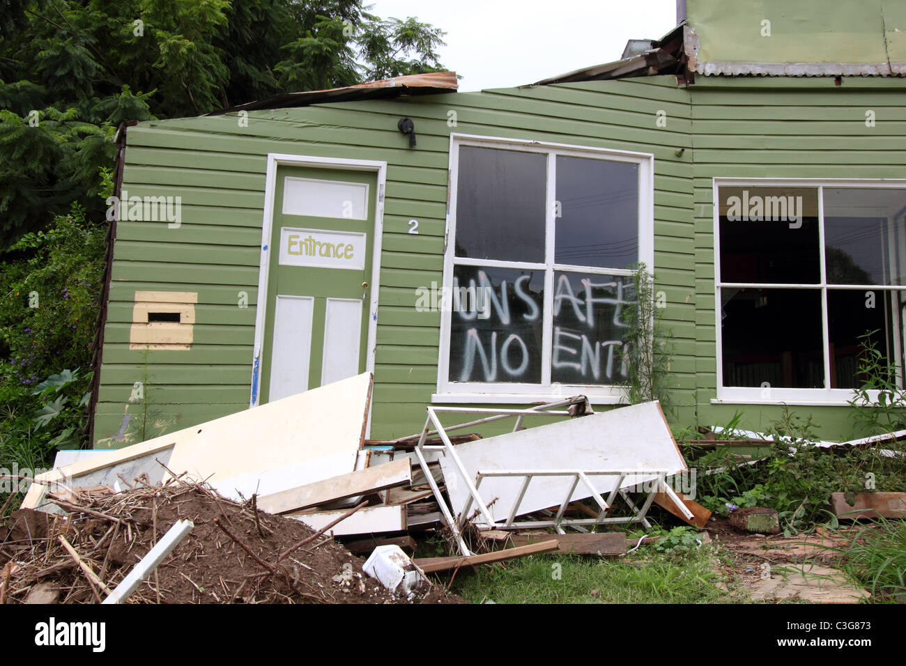 GREEN CAFE BUILDING DESTROYED BY FLOODWATERS BDB HORIZONTAL Stock Photo ...