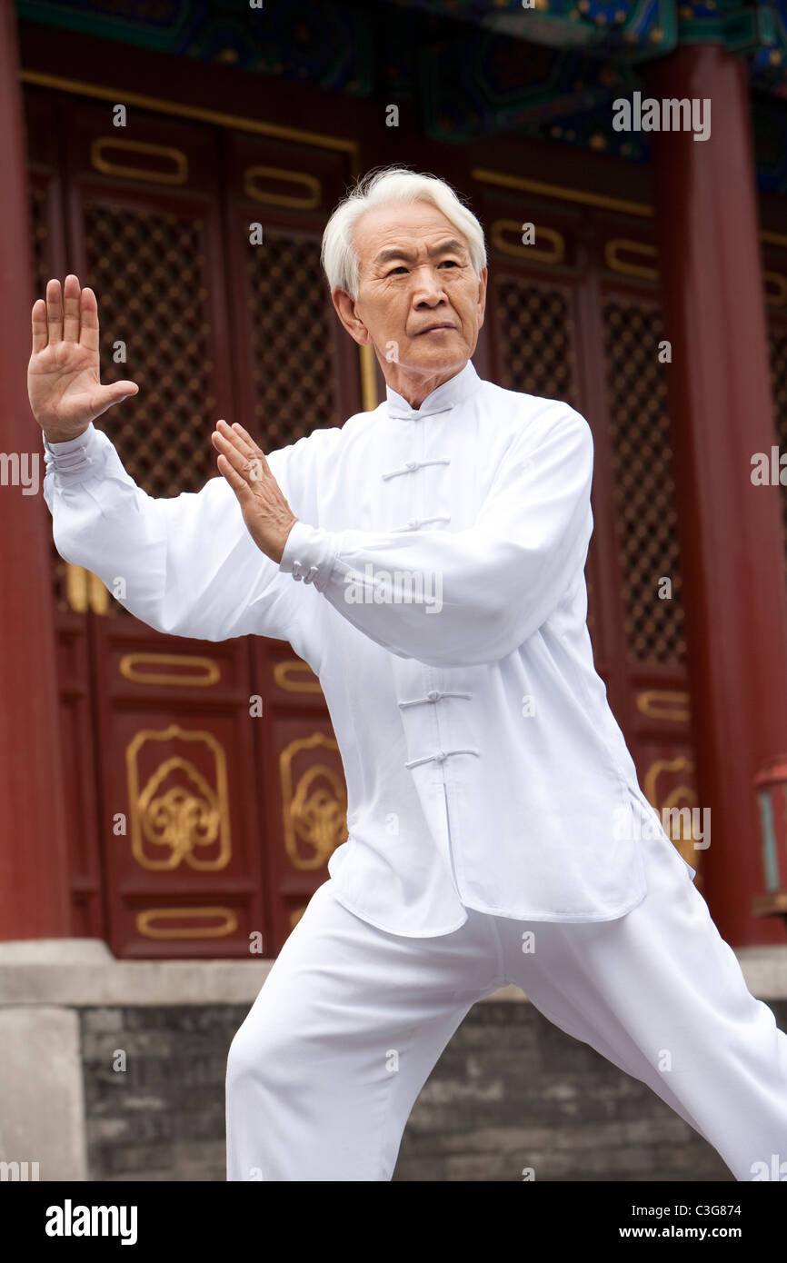 Senior Man Practicing Tai Chi, Temple of Heaven Stock Photo - Alamy