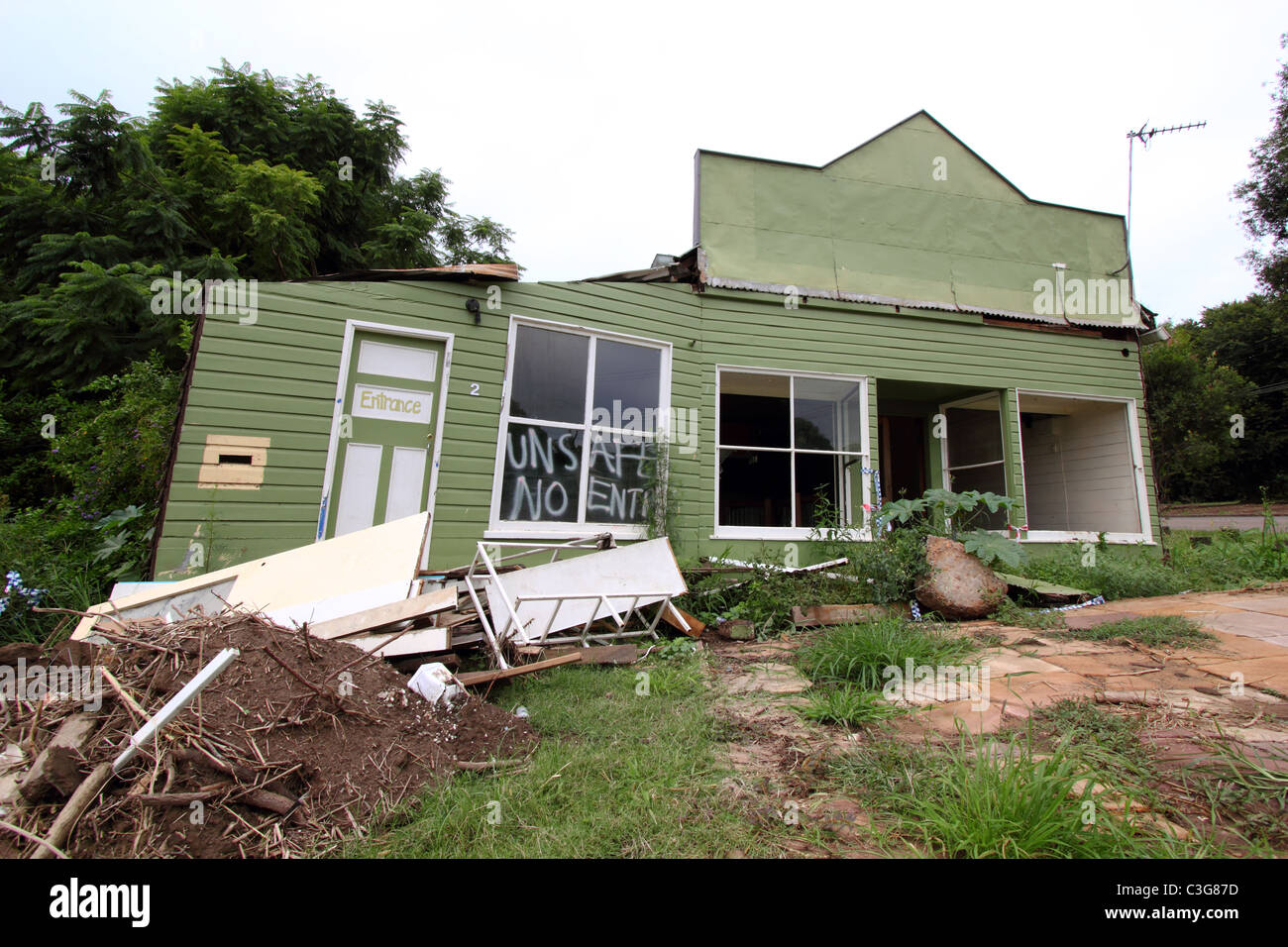 GREEN CAFE BUILDING DESTROYED BY FLOODWATERS BDB HORIZONTAL Stock Photo ...