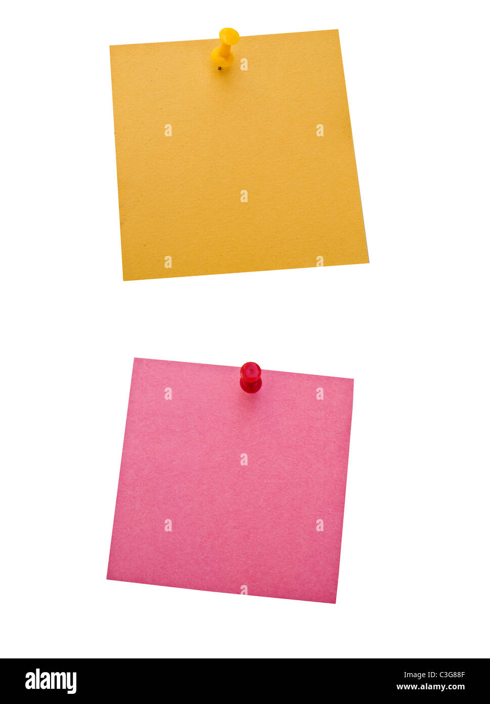 sticky note and push pin on white with clipping path Stock Photo - Alamy