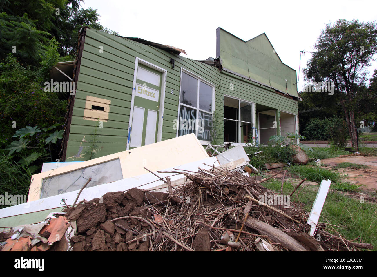 GREEN CAFE BUILDING DESTROYED BY FLOODWATERS BDB HORIZONTAL Stock Photo ...