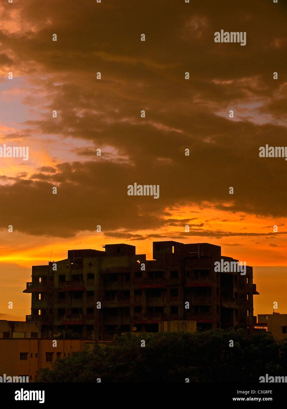 Newly constructed building at Evening Stock Photo - Alamy