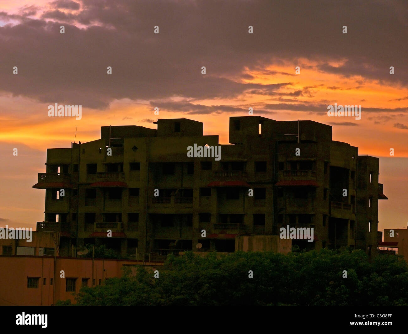 Newly constructed building at Evening Stock Photo - Alamy