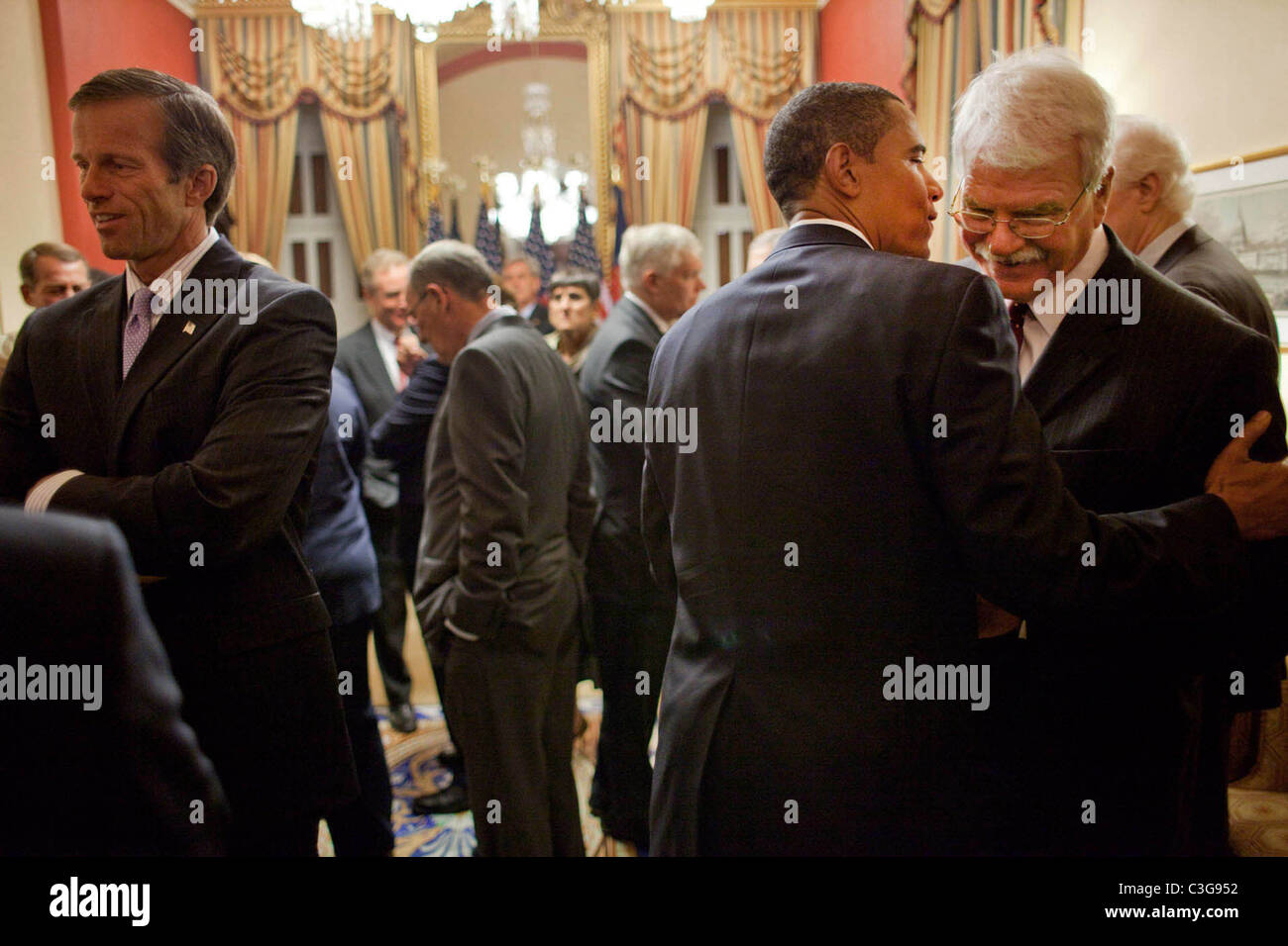 US President Barack Obama greets Rep. George Miller, D-CA., in House ...