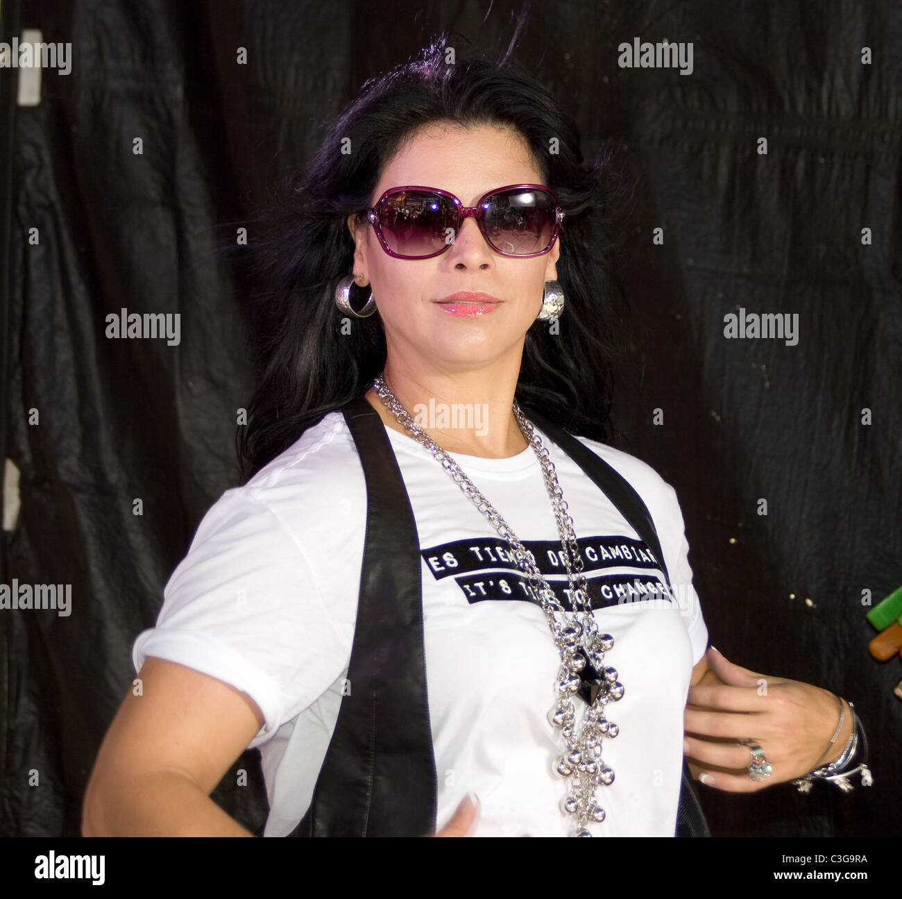 Latin singer Olga Tanon filming a music video "CARITAS" with merengue ...