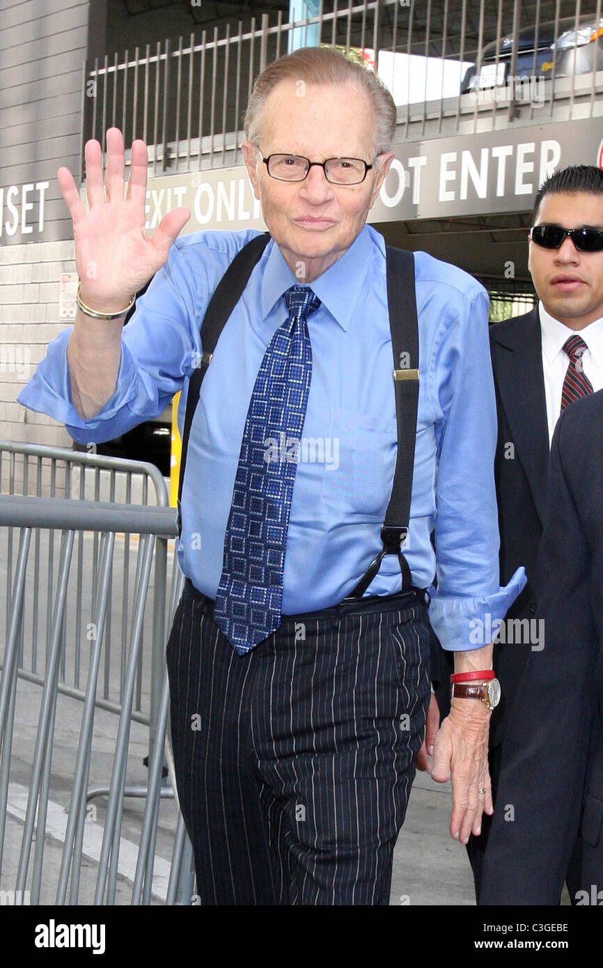 Larry King arriving at the CNN studios before the taping of his show ...