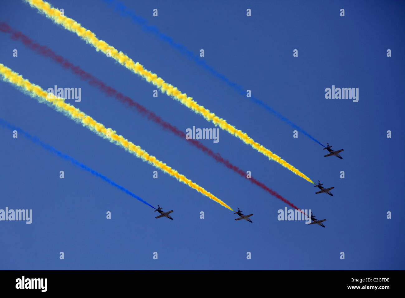 Five training planes fly over the Tian`anmen Square during a parade in ...