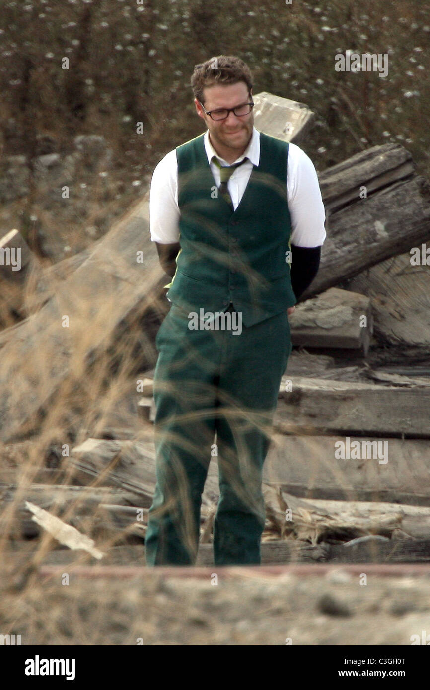 Seth Rogen on the set of his upcoming film 'The Green Hornet' Los ...