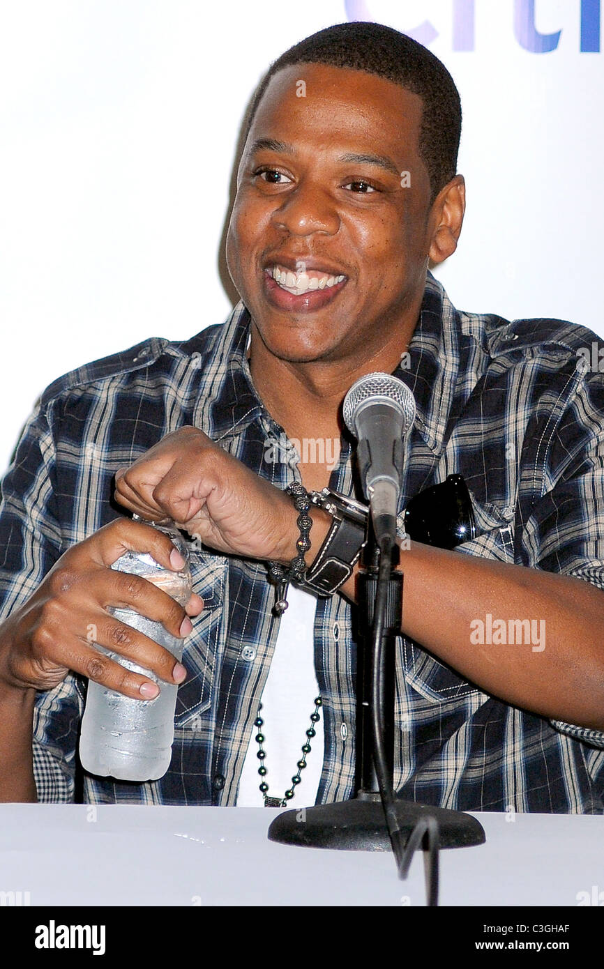 Jay-Z speaks at a press conference for the 'Answer The Call' charity ...