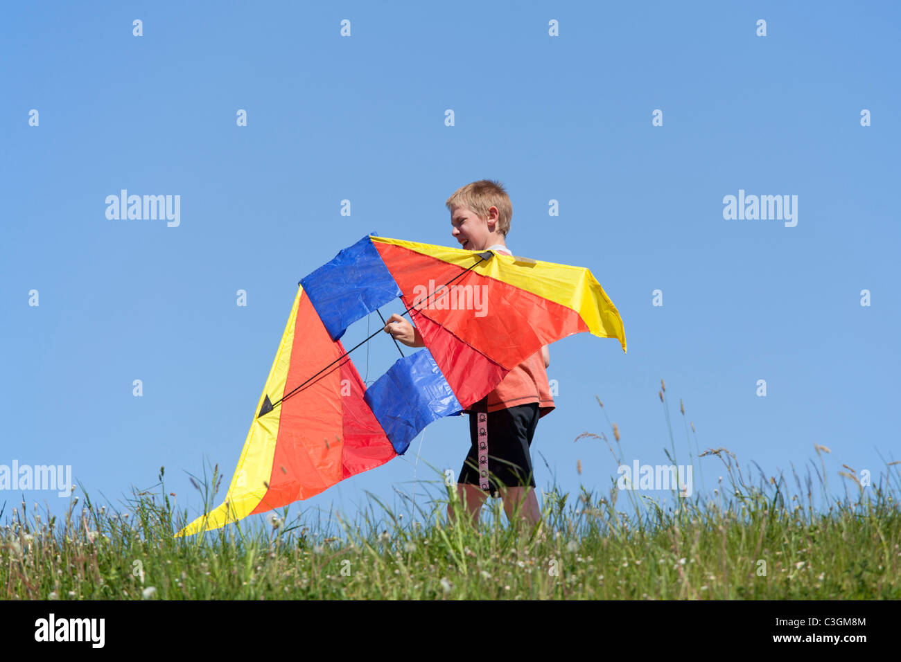 young boy with a kite Stock Photo - Alamy