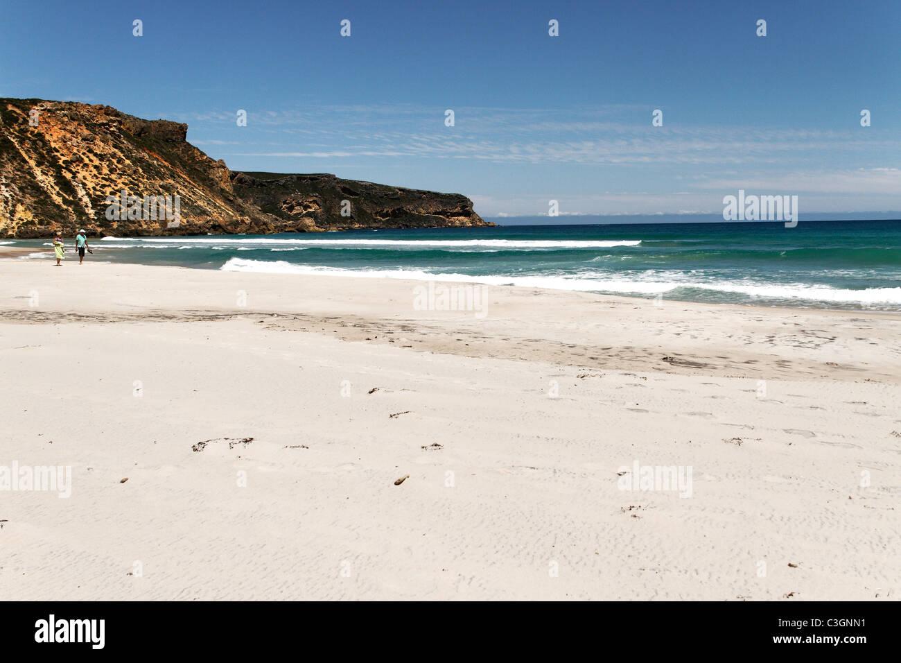 People walking along Salmon Beach, D'Entrecasteuax National Park ...
