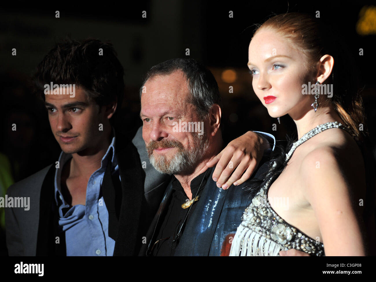 Andrew Garfield, Terry Gilliam and Lily Cole UK film premiere of 'The ...